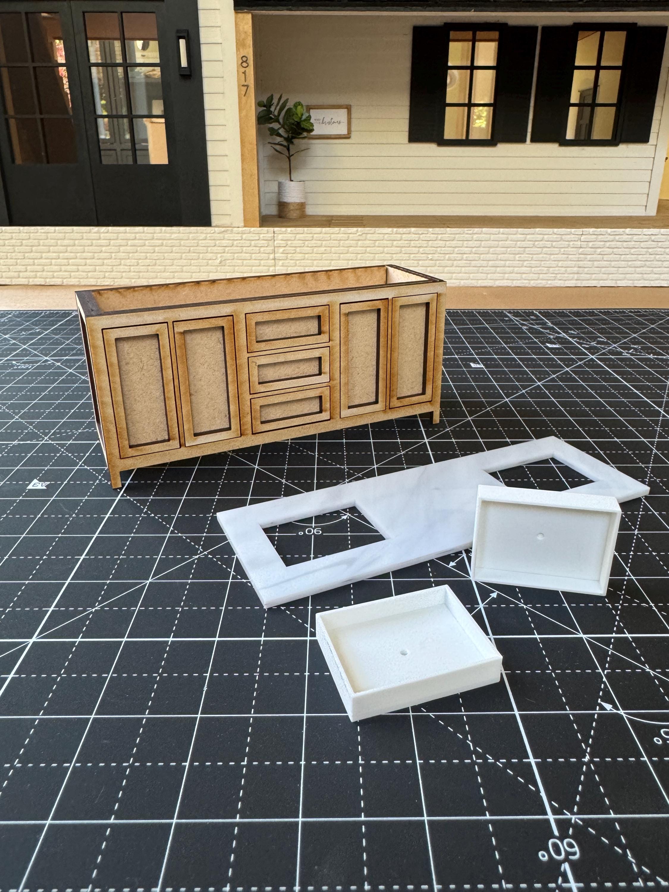 DIY Kit Bathroom Cabinet Miniature in 1:12 Scale | Sink and Acrylic ...