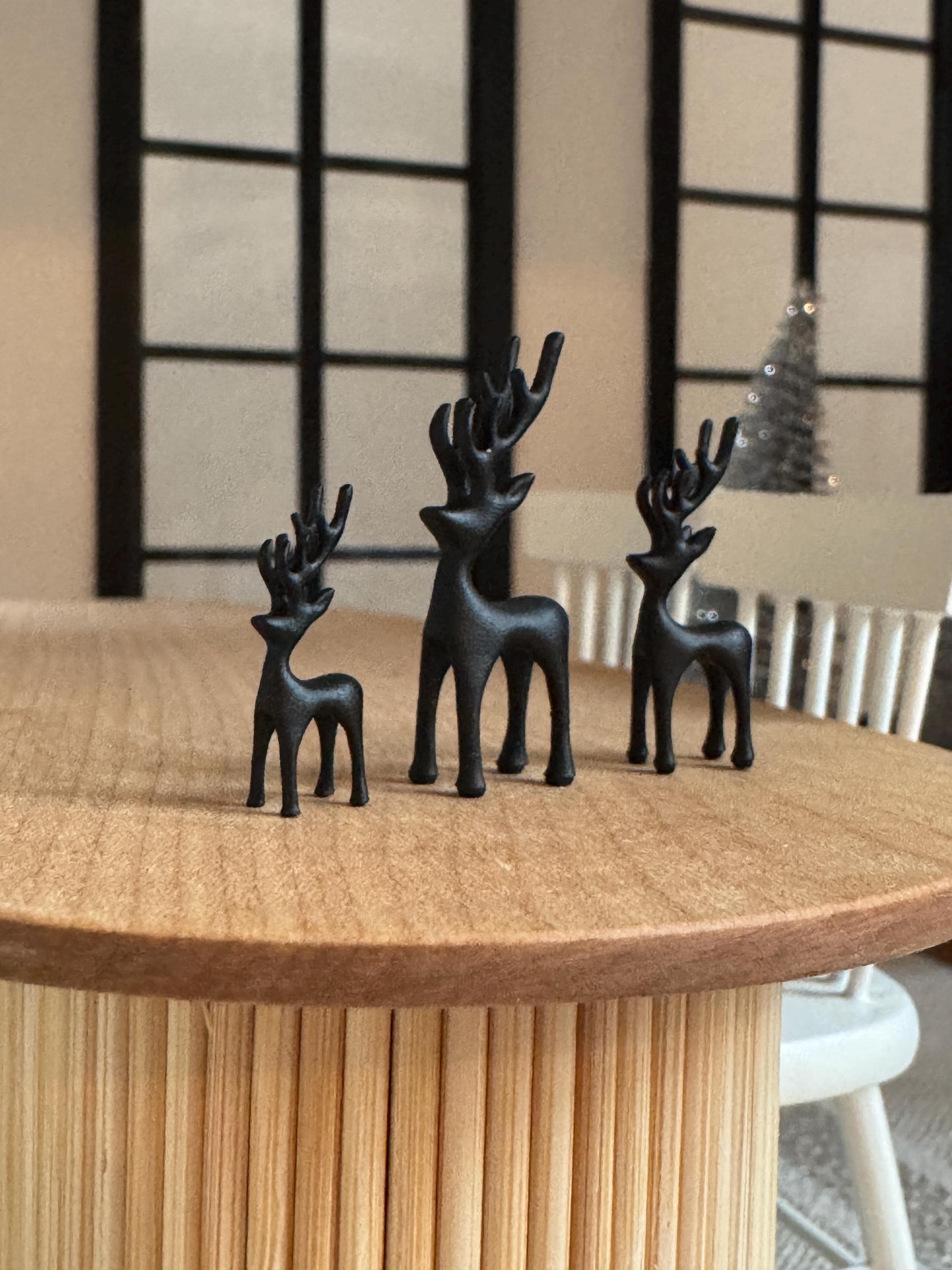 Miniature Deer Set of 3 | Winter Deer Decor | 1:12 Scale - Etsy
