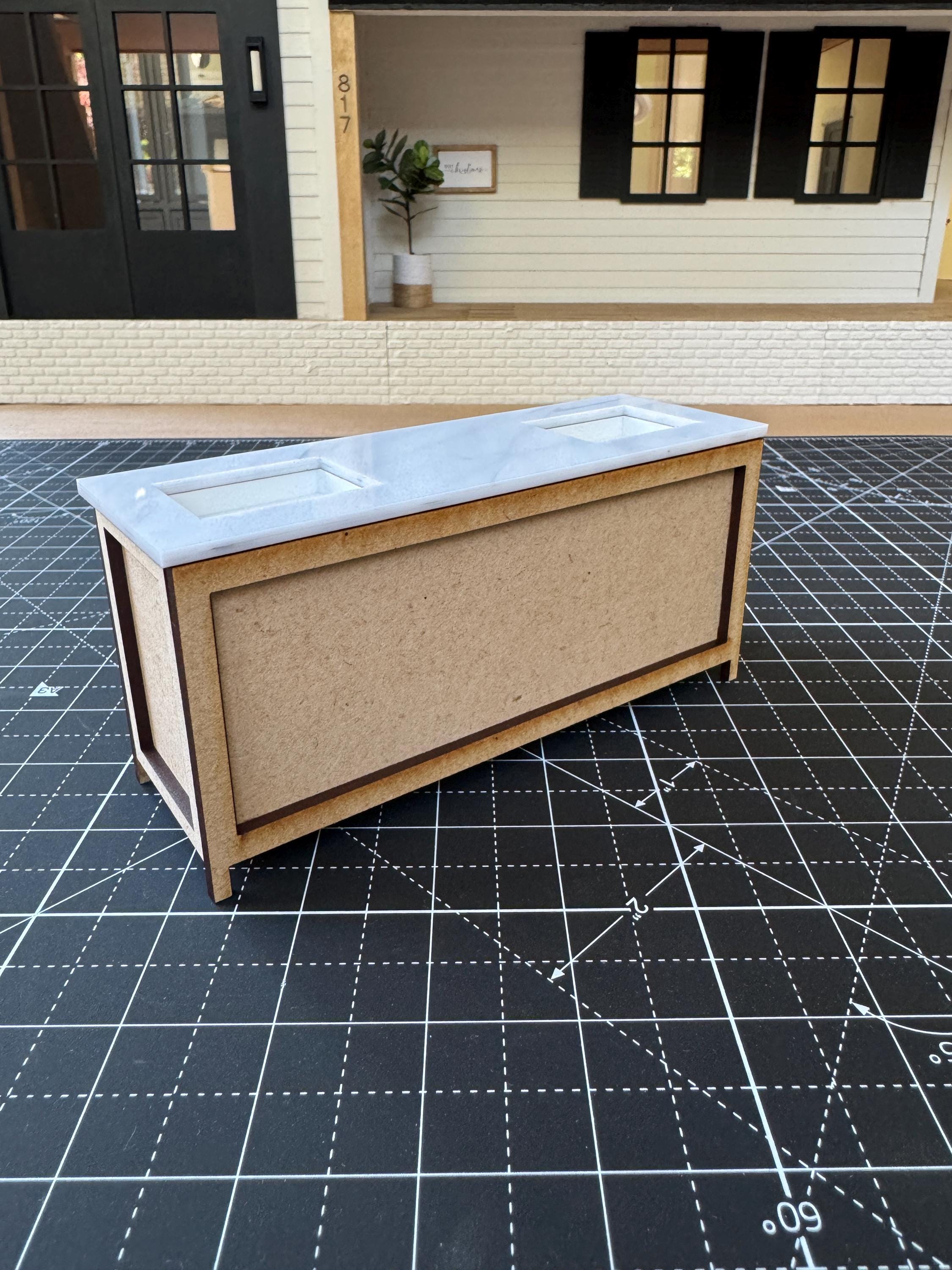 DIY Kit Bathroom Cabinet Miniature in 1:12 Scale | Sink and Acrylic ...