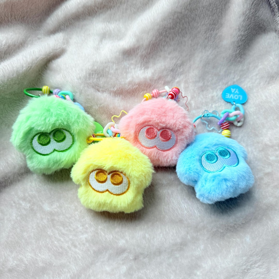 Squid Splatoon Cute Rainbow Bead Charms Bag Keychain, Squid Plush Gift ...