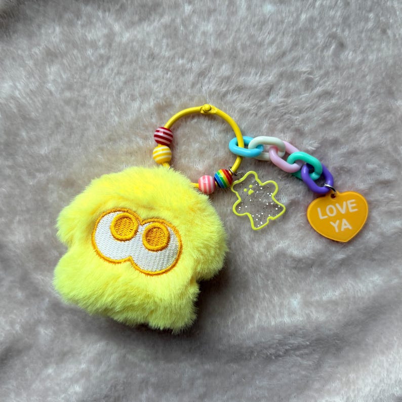 Squid Splatoon Cute Rainbow Bead Charms Bag Keychain, Squid Plush Gift ...