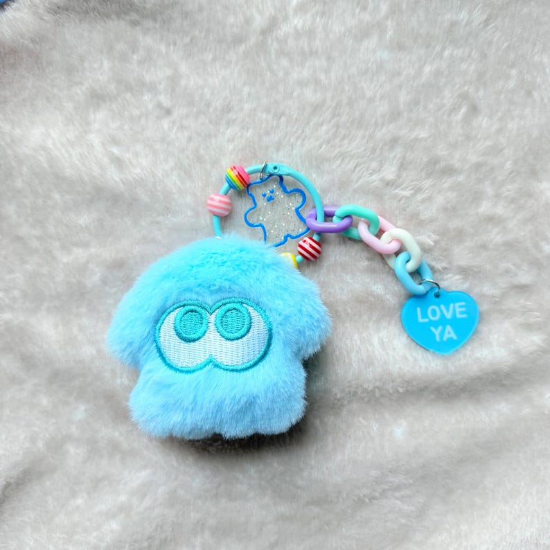 Squid Splatoon Cute Rainbow Bead Charms Bag Keychain, Squid Plush Gift ...