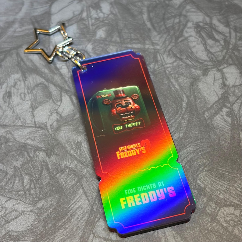 Five Nights at Freddy's 2 Film Ticket Charm Keychain, Fnaf Holographic ...