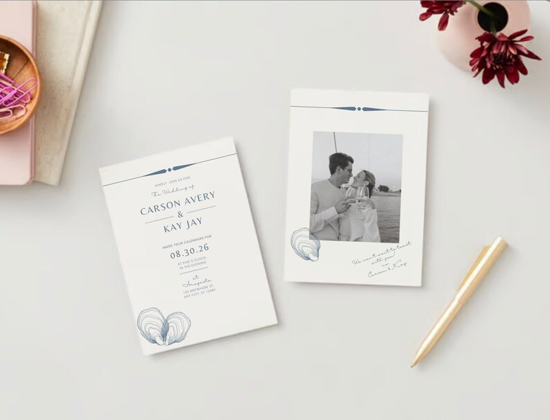 Cape Cod Inspired Wedding Invite Template - Etsy