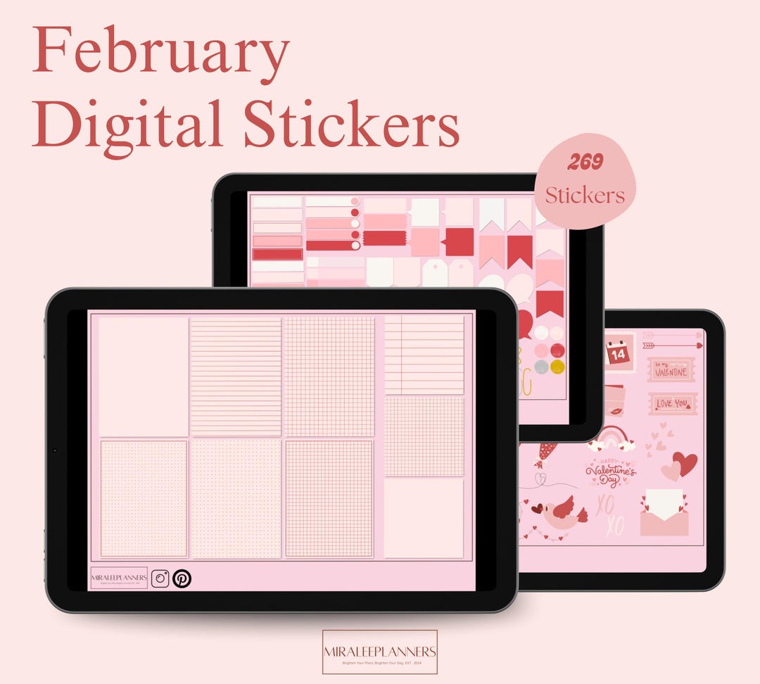 February 2025 Goodnotes Digital Stickers L Stickers Minimalist Digital ...