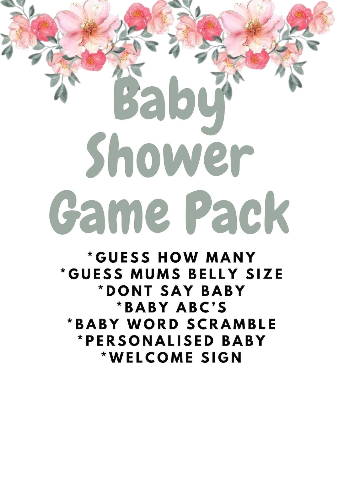 Baby Shower Game Pack - Etsy