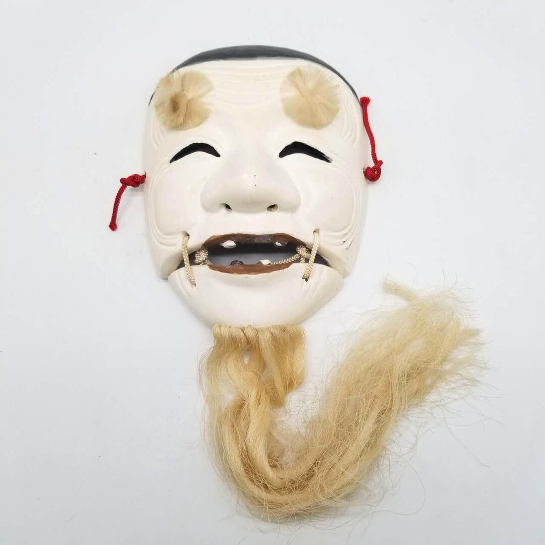 Japanese Vintage Elder Deity Ceramic Hanging Mask – Symbol of Wisdom ...
