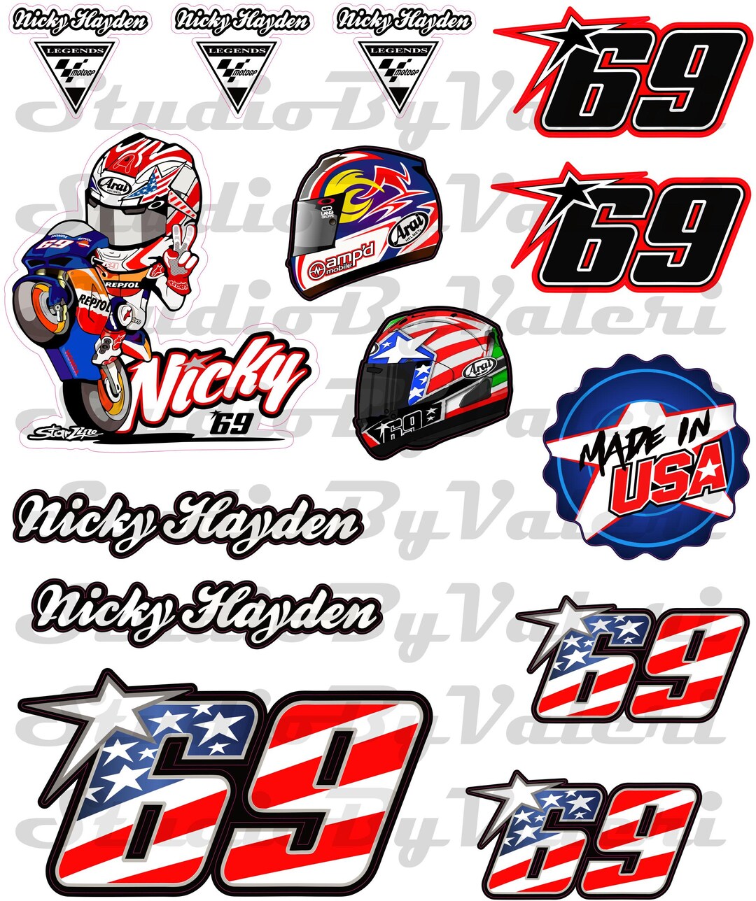 Nicky Hayden New Set | Digital Illustration | Vector & Silhouette | PDF ...