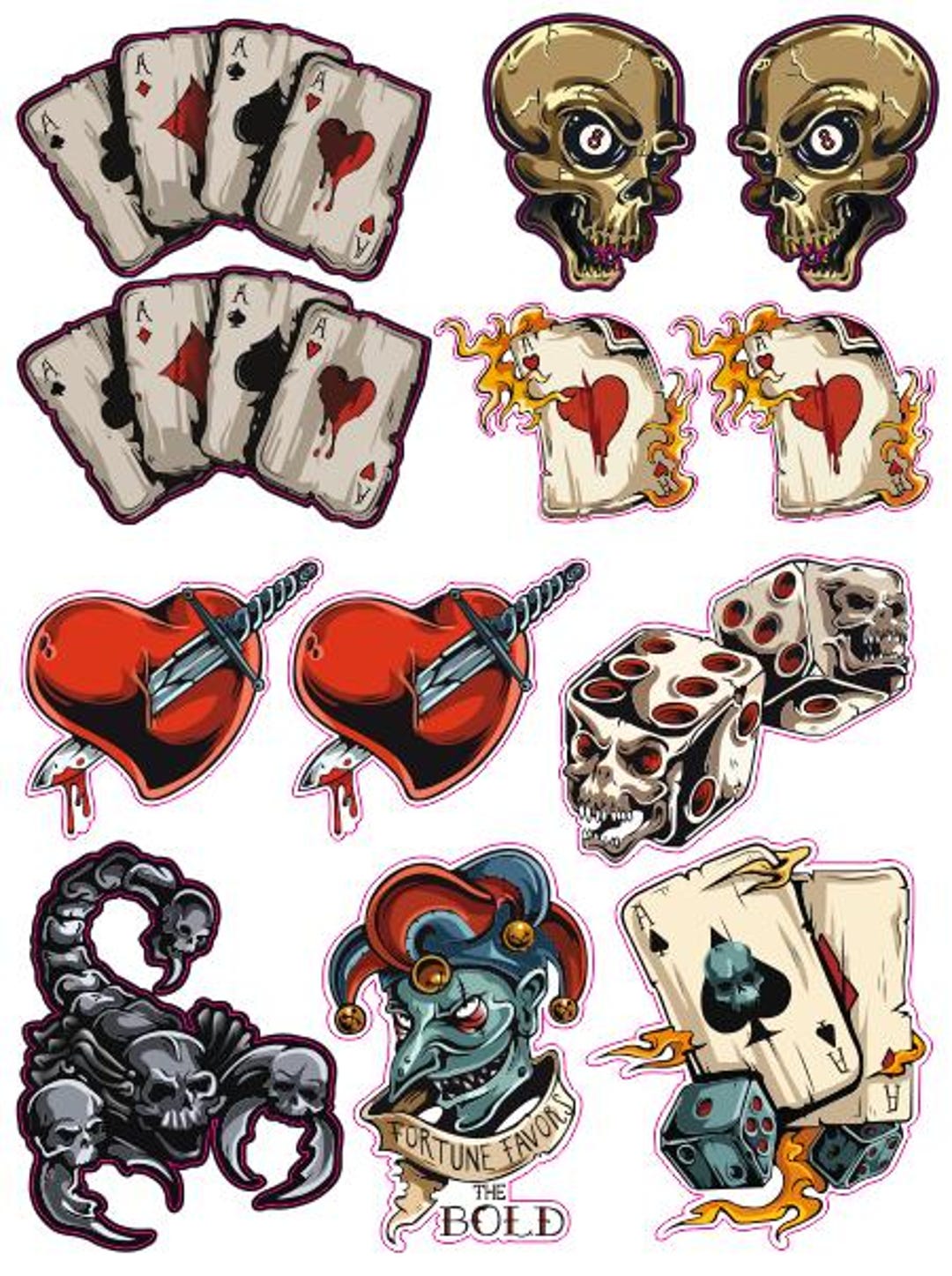 Aces Spades Scorpio Skull Motorcycle Helmet Face Digital Sticker Set ...