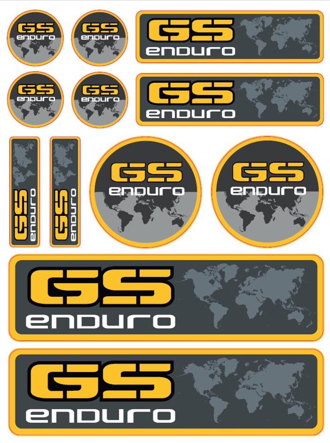 GS Enduro Yellow Face Digital Sticker Set | Motorcycle Decals | Instant ...