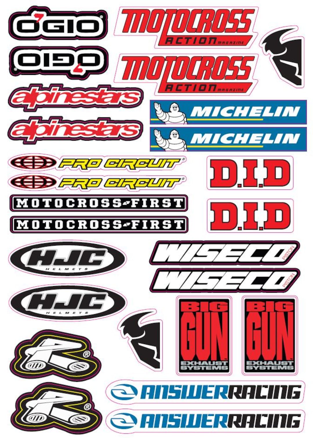 Motocross Sponsor Stickers Digital Set | Motorcycle Decals | Instant ...