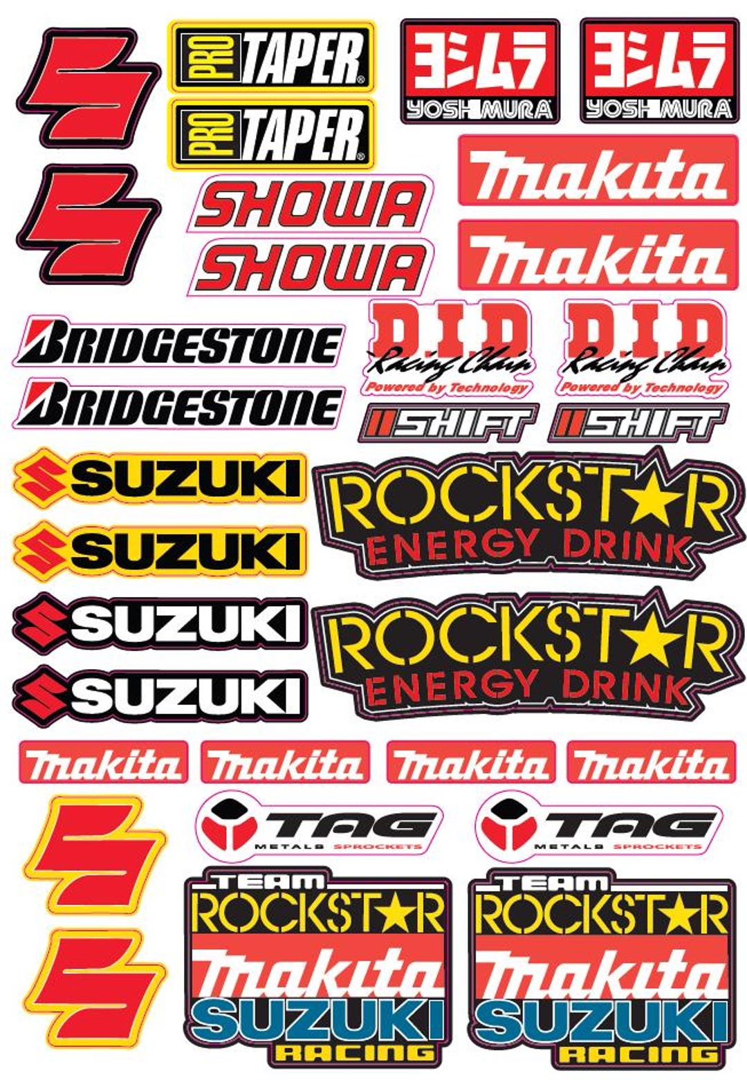 Suzuki Makita XL Showa Yoshimura Rockstar Digital Sticker Set ...