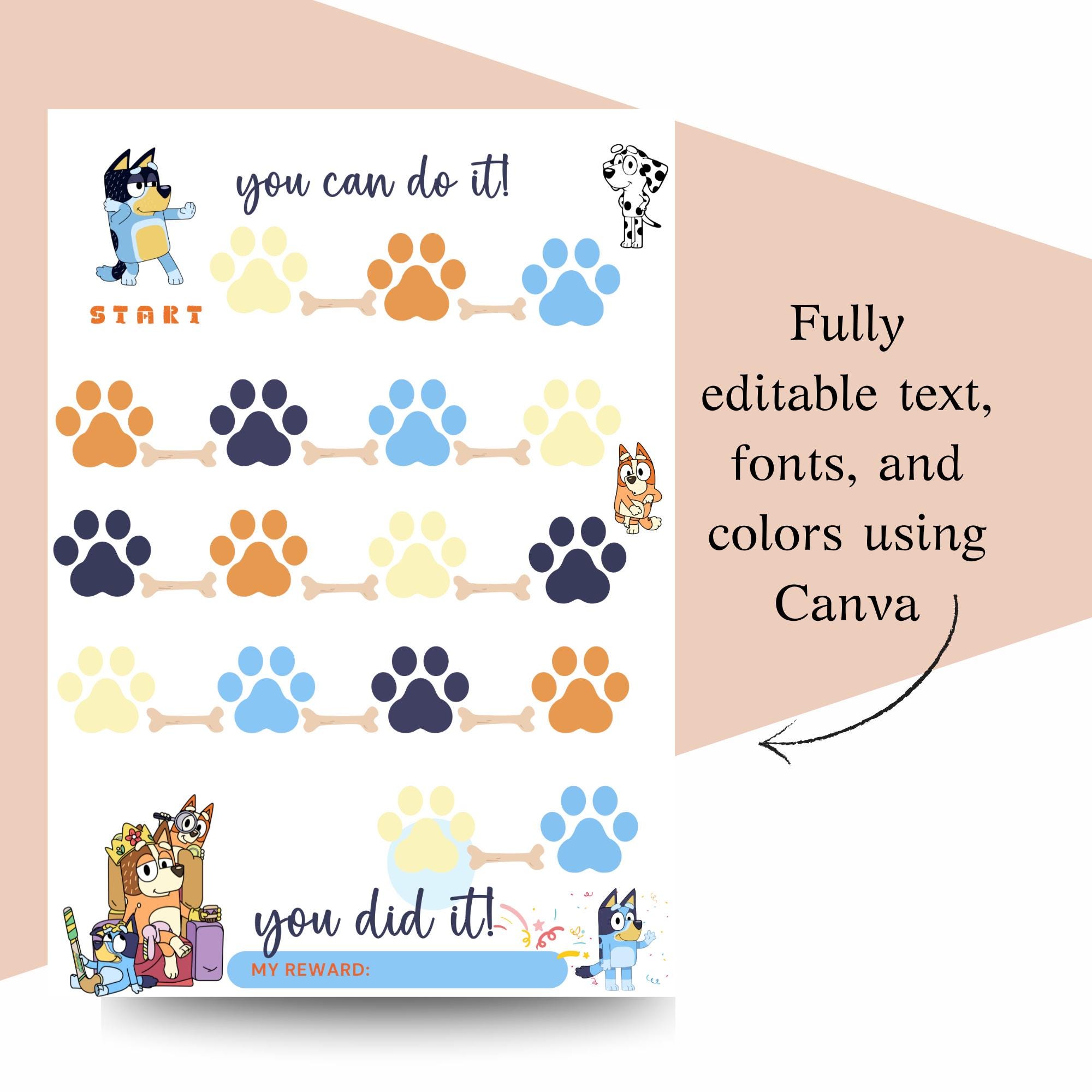Editable Bluey Reward Chart | Printable Behavior Tracker | Kids Routine ...
