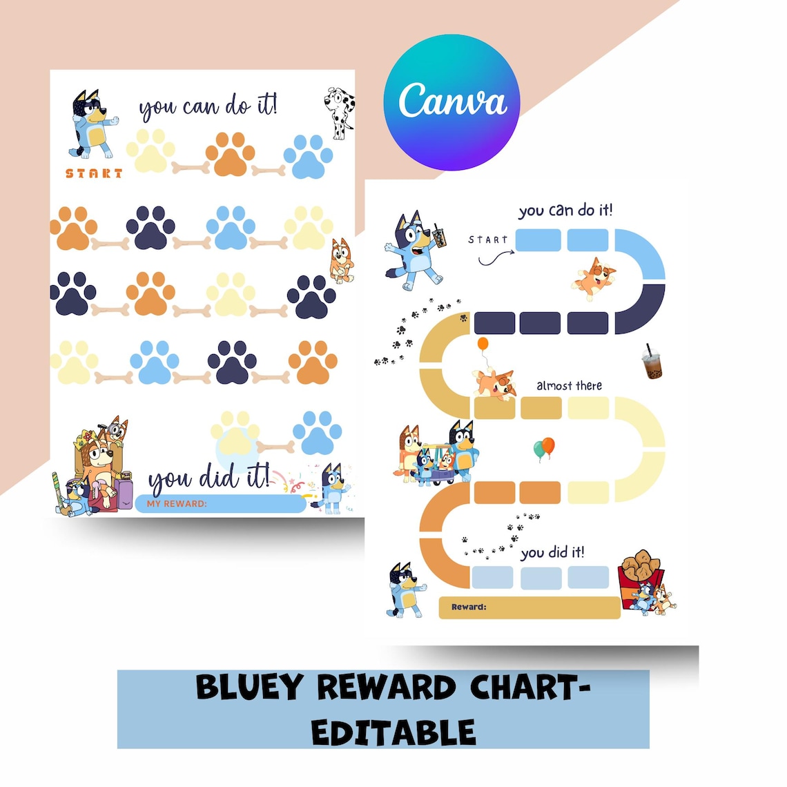 Editable Bluey Reward Chart | Printable Behavior Tracker | Kids Routine ...