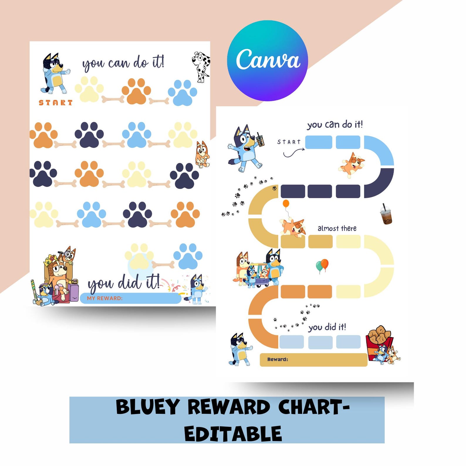 Editable Bluey Reward Chart | Printable Behavior Tracker | Kids Routine ...