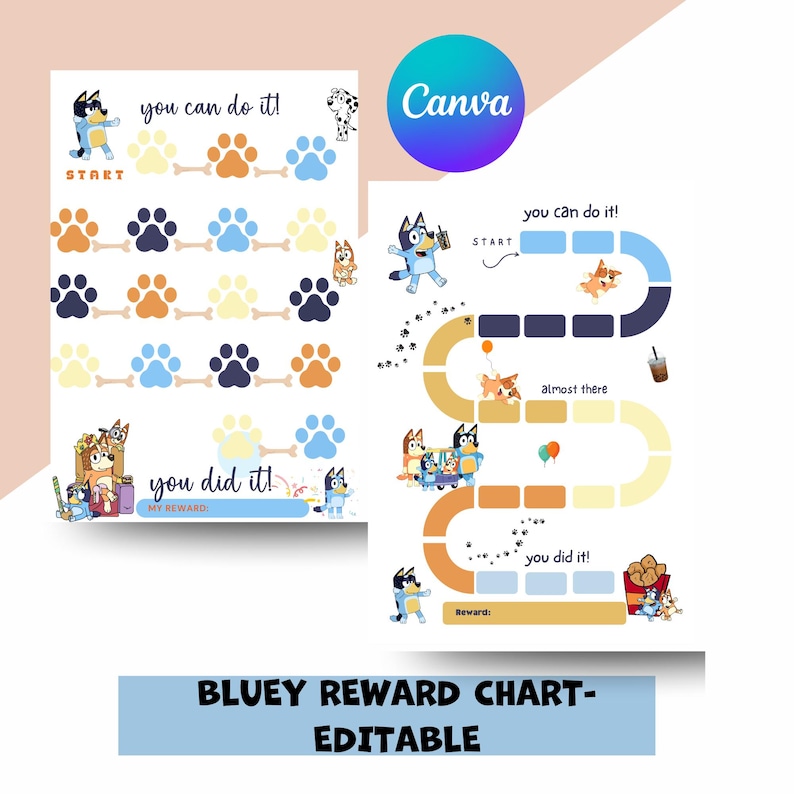 Editable Bluey Reward Chart | Printable Behavior Tracker | Kids Routine ...