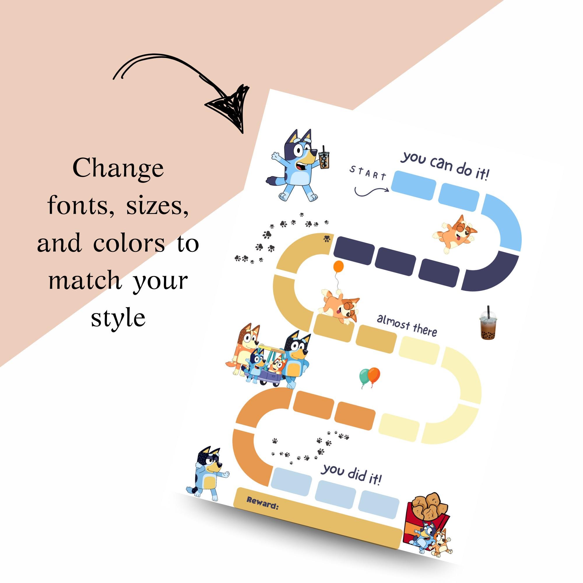 Editable Bluey Reward Chart | Printable Behavior Tracker | Kids Routine ...