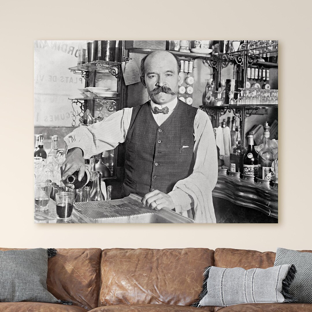 Bartender Pouring A Drink 1910 | Canvas Wall Art Print | Iconic Posters ...