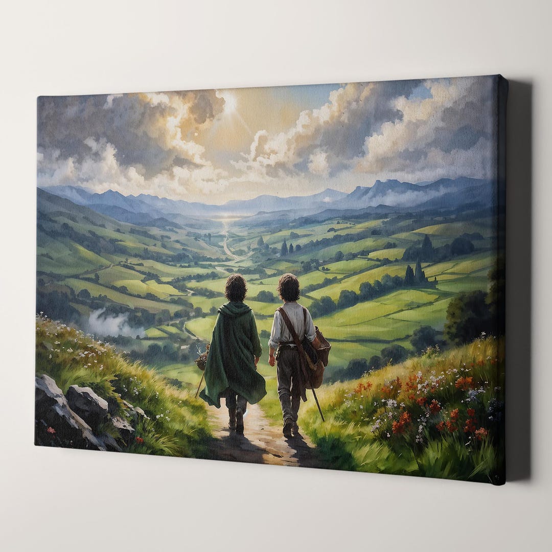 The Lord of the Rings Frodo and Sam Leaving the Shire Canvas Wall Art ...