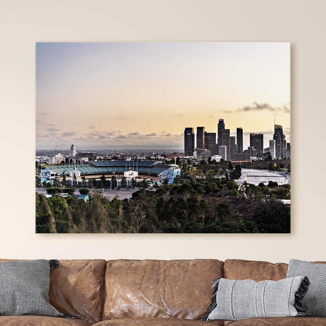 Dodger Stadium & Downtown Los Angeles | Canvas Wall Art Print | Iconic ...