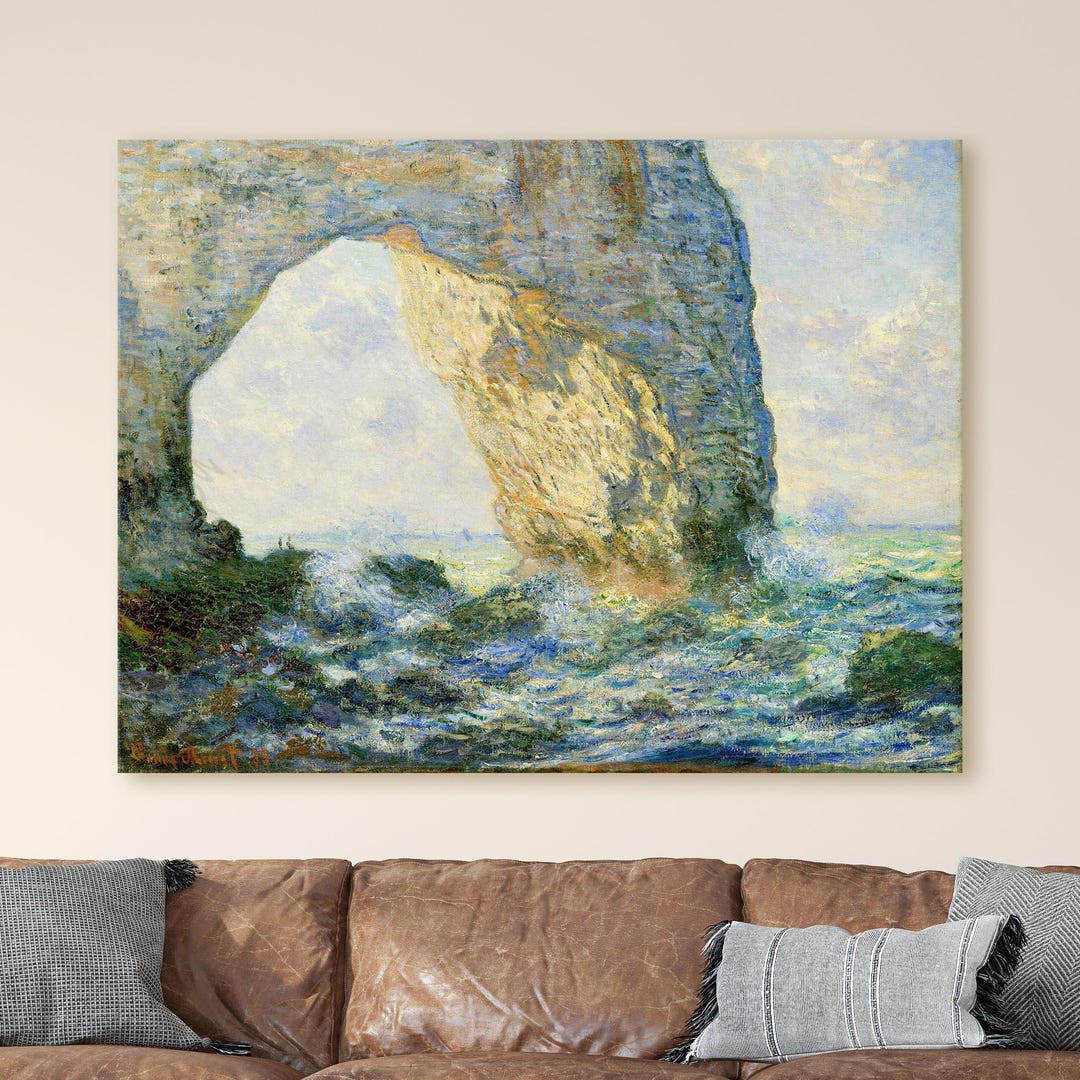 The Manneport Rock Arch by Claude Monet Canvas Wall Art Print Iconic ...