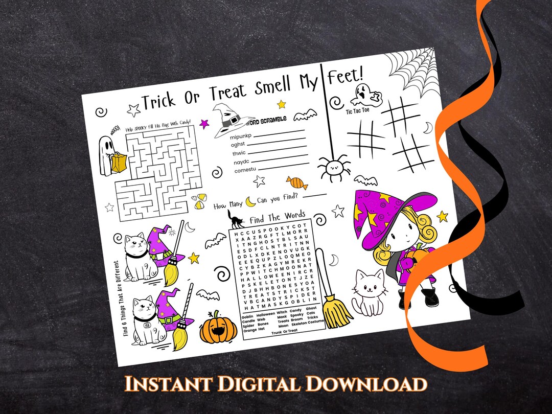 Halloween Party Game Activity, Printable Kids Party Placemat, Kids ...