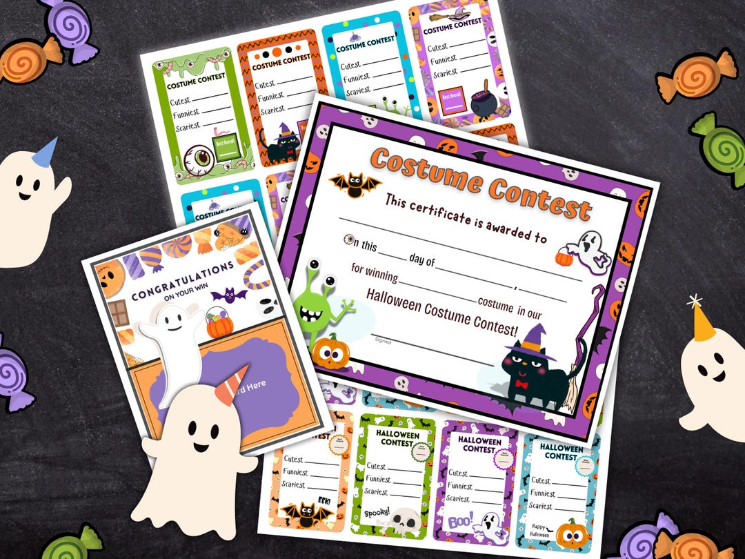 Halloween Costume Contest Ballot Kit, Halloween Prize Gift Card Holders ...