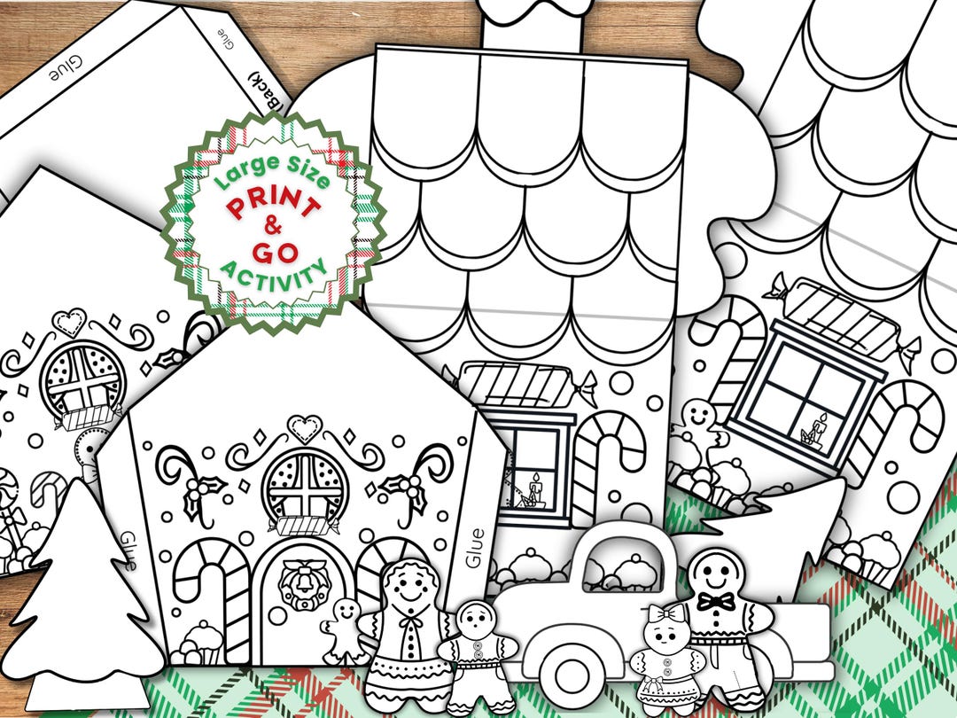 Gingerbread House 3D Craft Project, Paper Dolls House Kit (digital ...