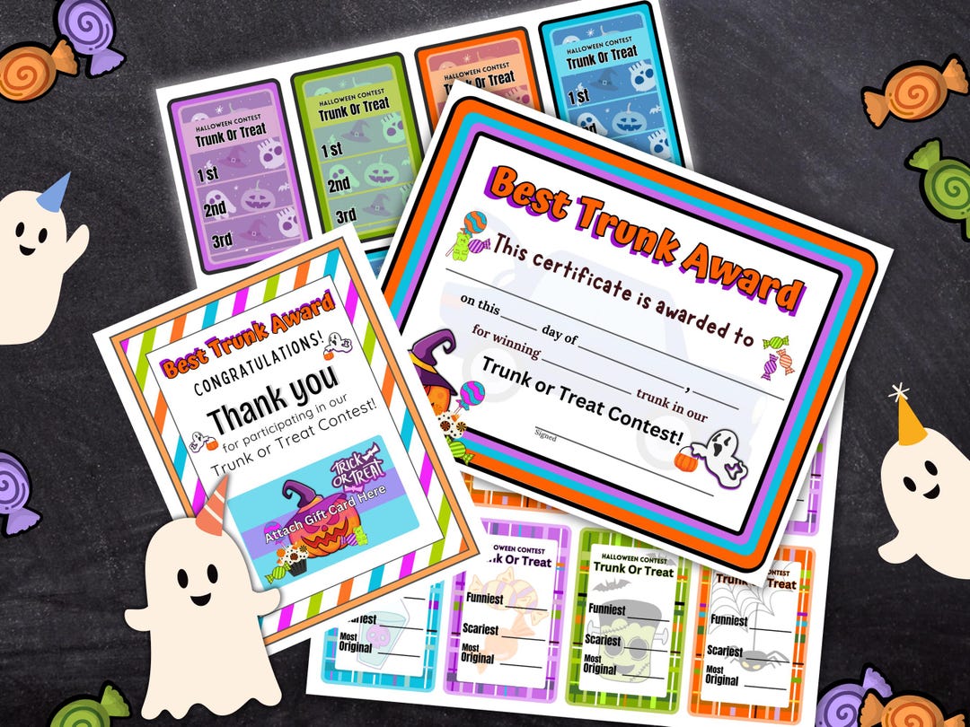 Trunk of Treat Contest Kit, Halloween Ballots, Trunk or Treat Awards ...