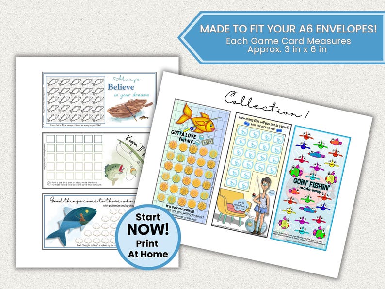 Fishing Theme Savings Challenge Bundle, A6 Wallet Inserts (digital ...