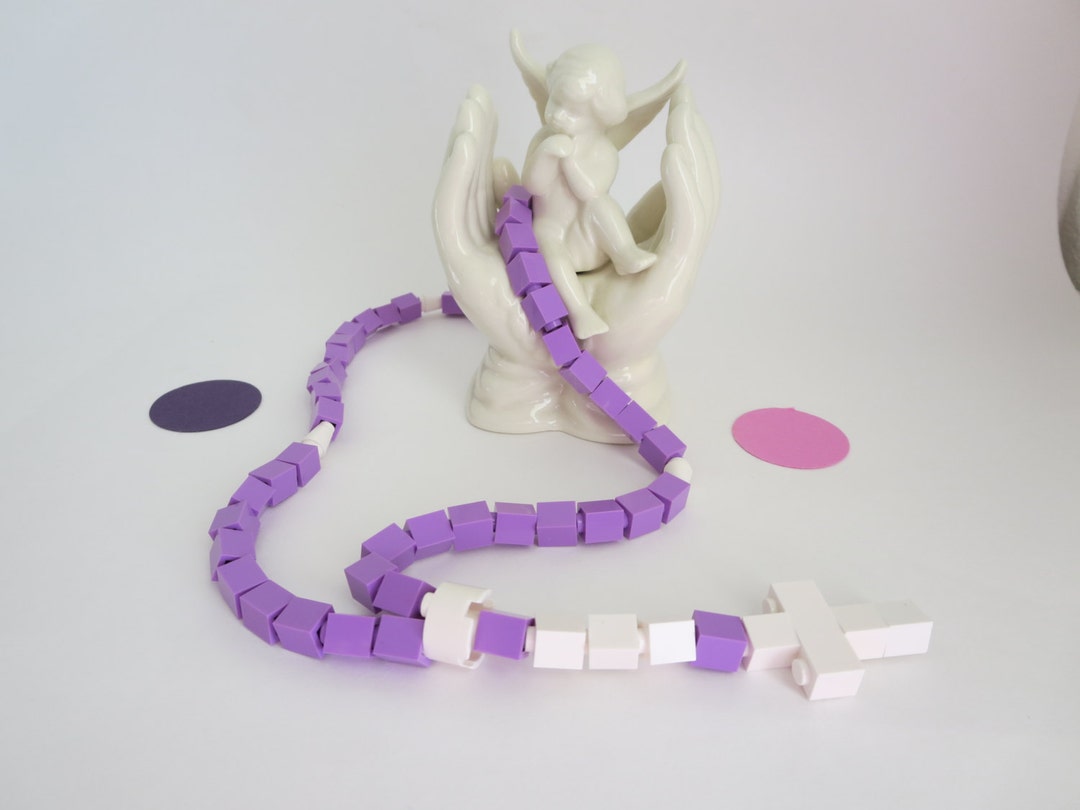Catholic Rosary Made of LEGO® Bricks - Lavender & White Building Blocks ...