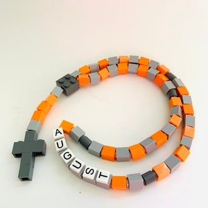 Personalized Orange & Grey Rosary Made With Lego Bricks - First ...