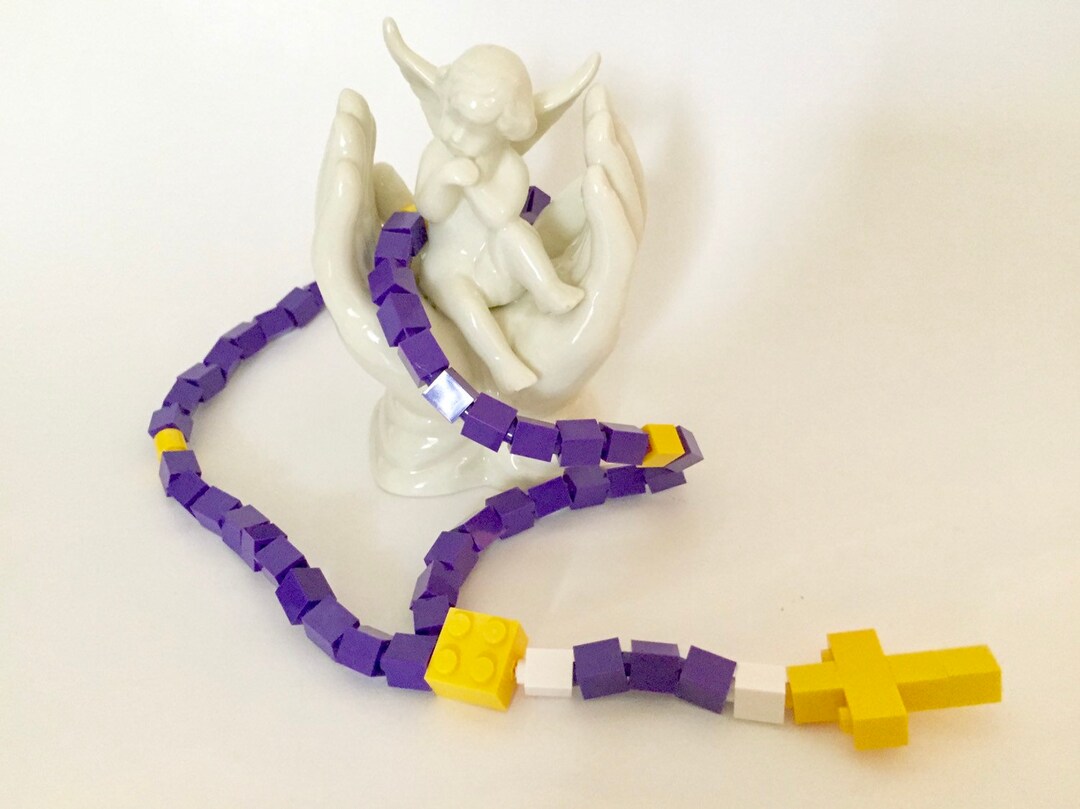 First Communion Rosary Made With Lego Bricks Purple Yellow - Etsy