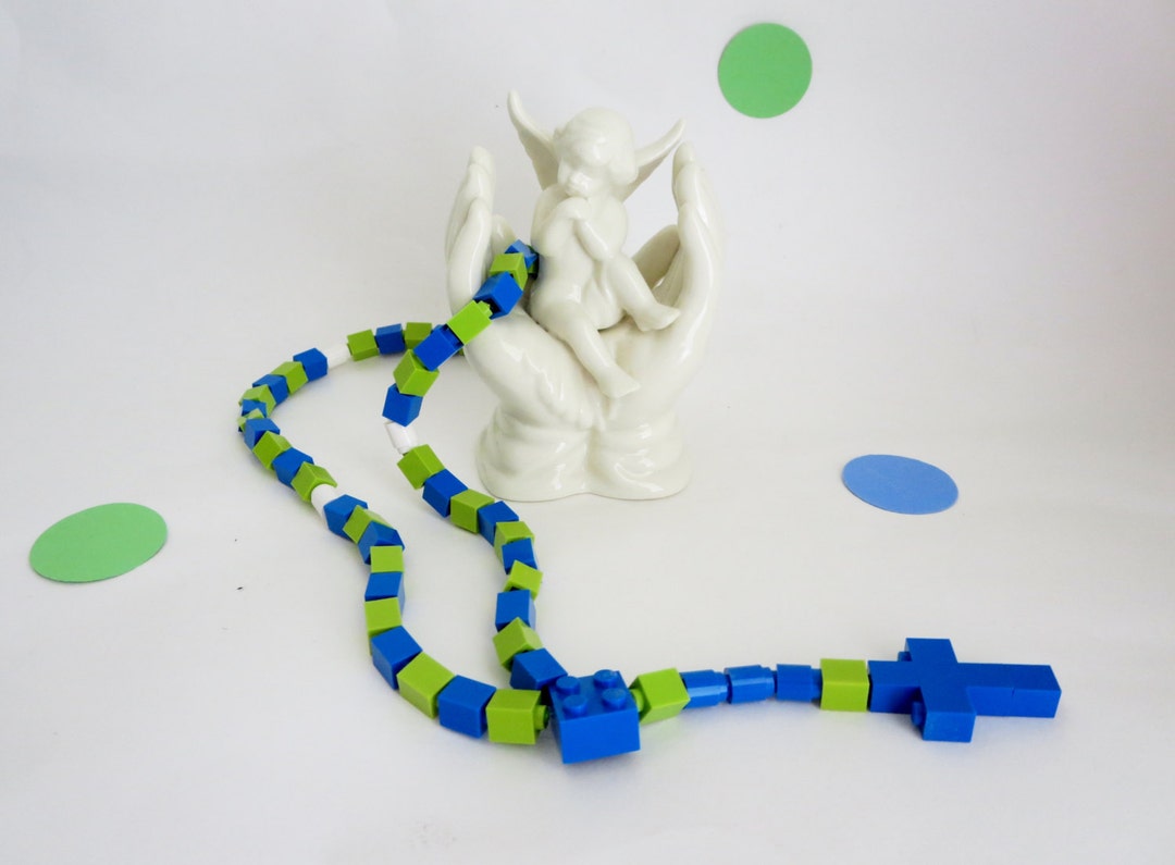 Rosary Made With Lego Bricks - Blue and Lime Green Boy First Communion ...