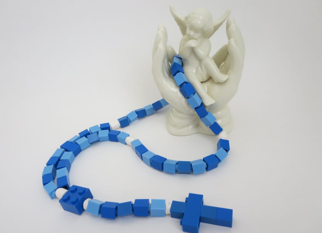 Rosary Made With Lego® Bricks - Blue, Light Blue and White Lego Bricks ...