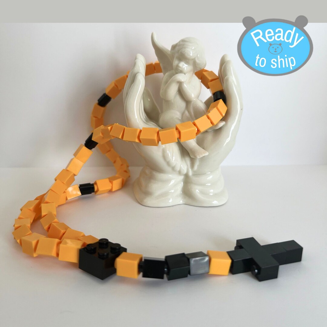 Rosary Made of Lego® Bricks - Dark Yellow and Black Building Blocks ...