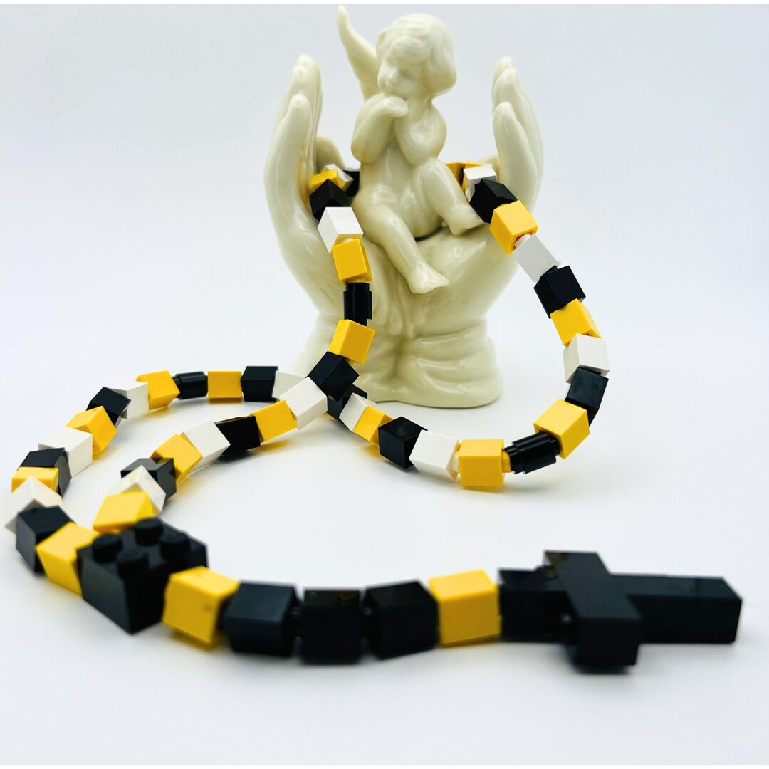 Catholic Black, Yellow and White Rosary Made With LEGO Bricks - First ...