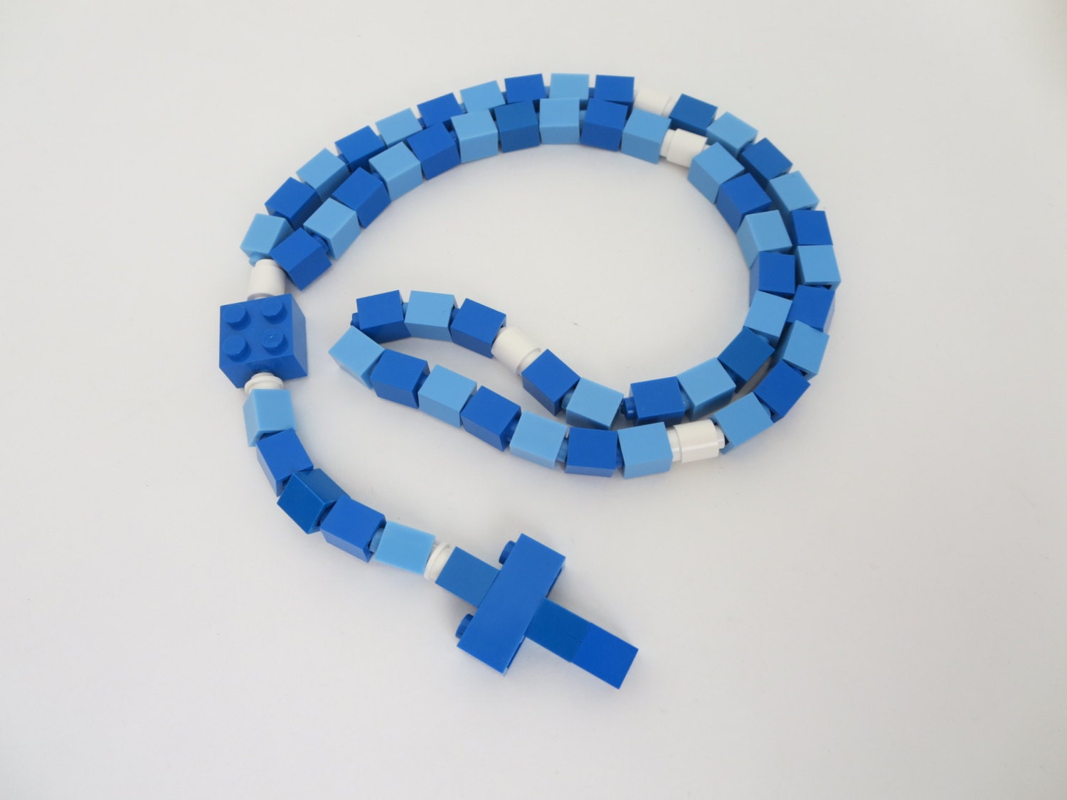 Rosary Made With Lego® Bricks - Blue, Light Blue and White Block Bricks ...