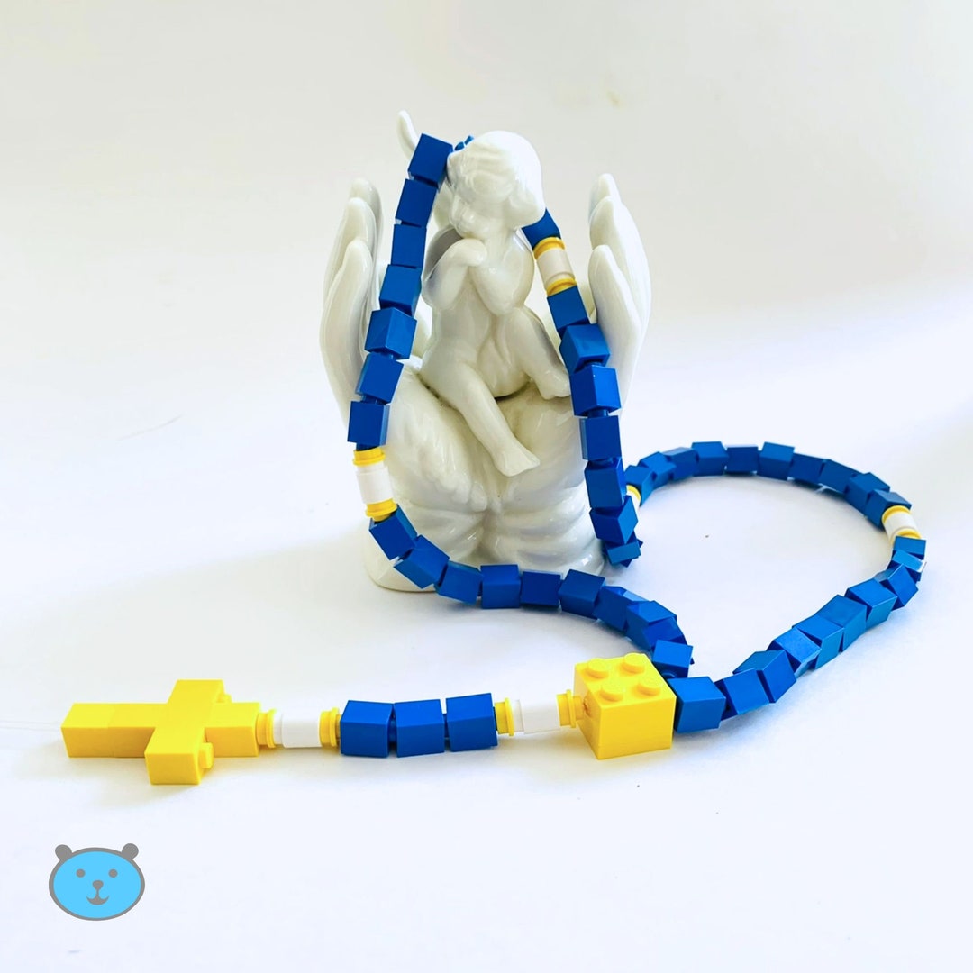 Child Catholic Rosary - Yellow and Blue Rosary Made With Lego® Bricks ...