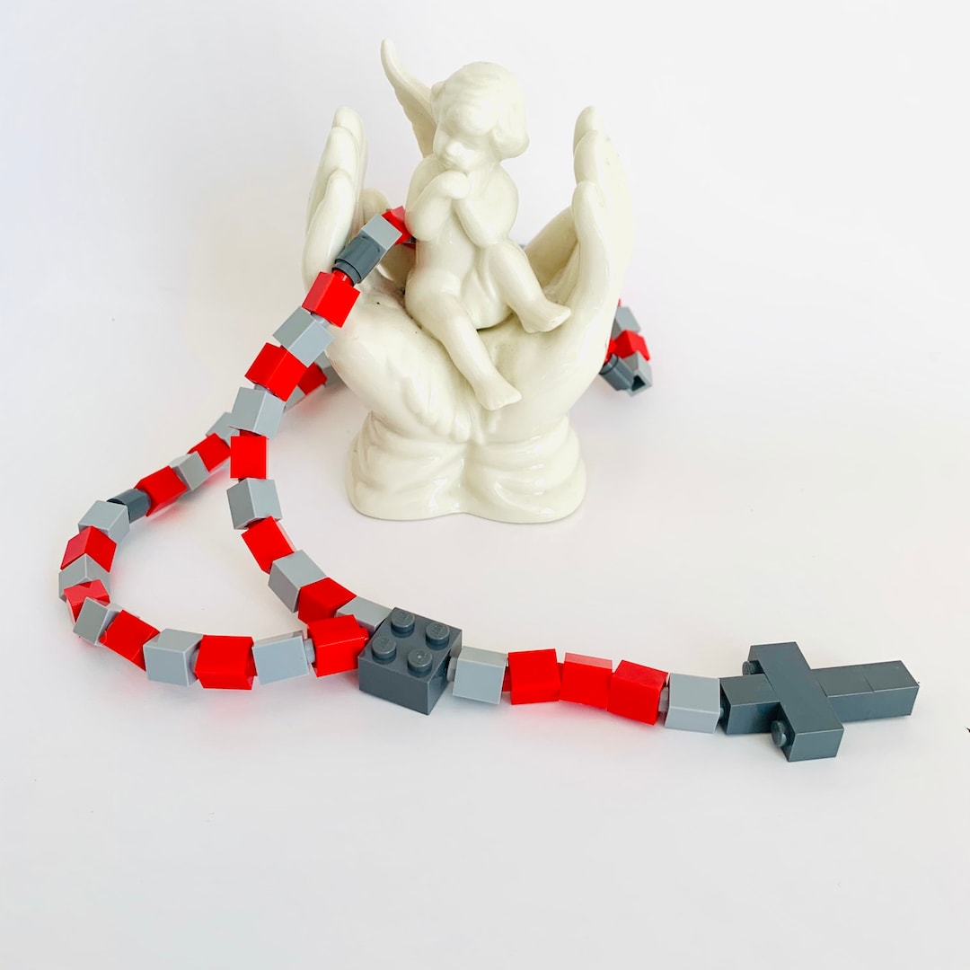 Child Rosary Made With Lego Bricks Red and Gray First Communion Rosary ...