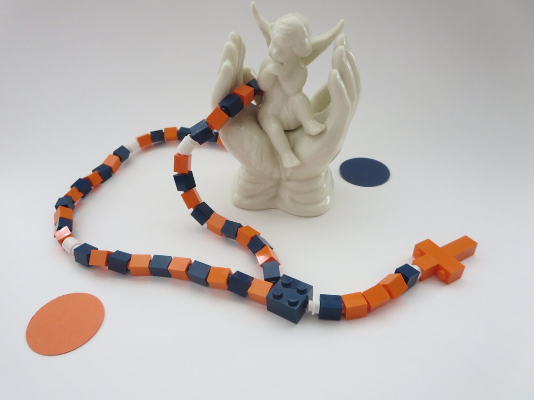 Children Catholic Rosary Made With LEGO® Bricks - Orange and Dark Blue ...