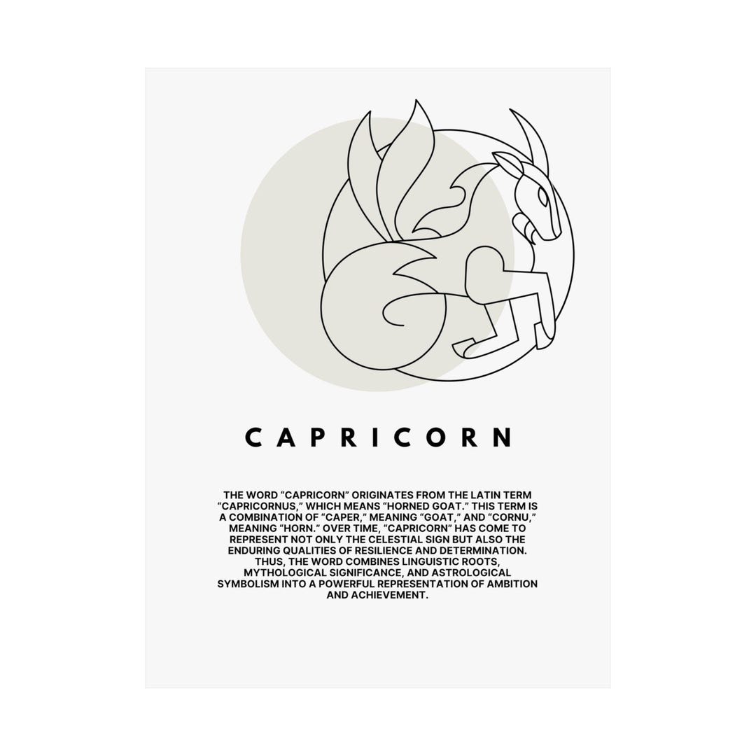 Capricorn Word Origin Matte Vertical Poster, 18x24, Etymology Gift for ...