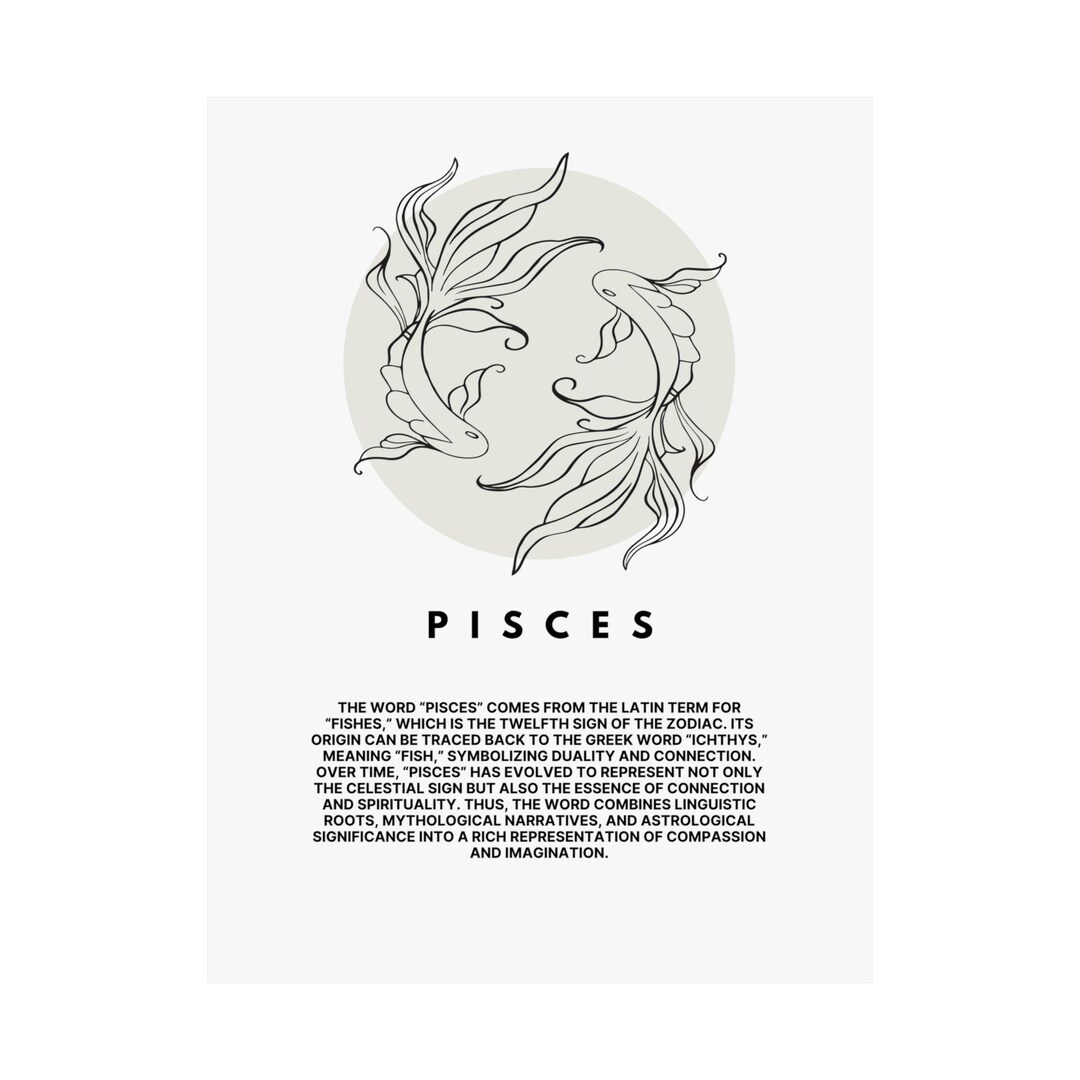 Pisces Word Origin Matte Vertical Poster, 18x24, Etymology Gift for ...