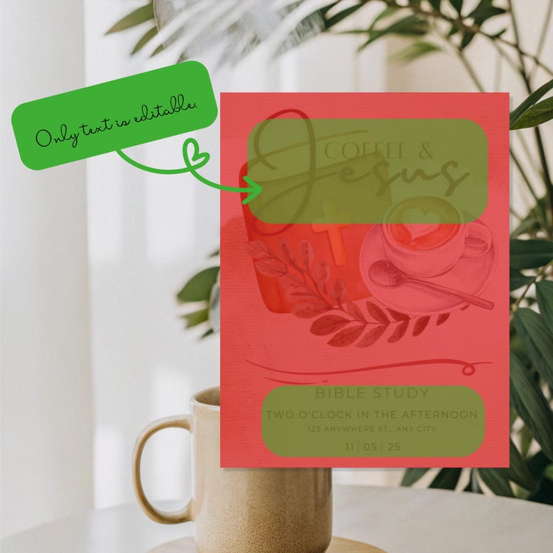 Coffee and Jesus Bible Study Invite Bundle Editable Invitation Church ...