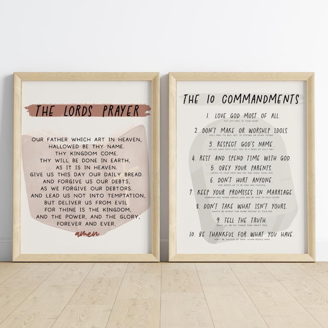 Neutral Kids the Lord’s Prayer and 10 Commandments Printable Christian ...