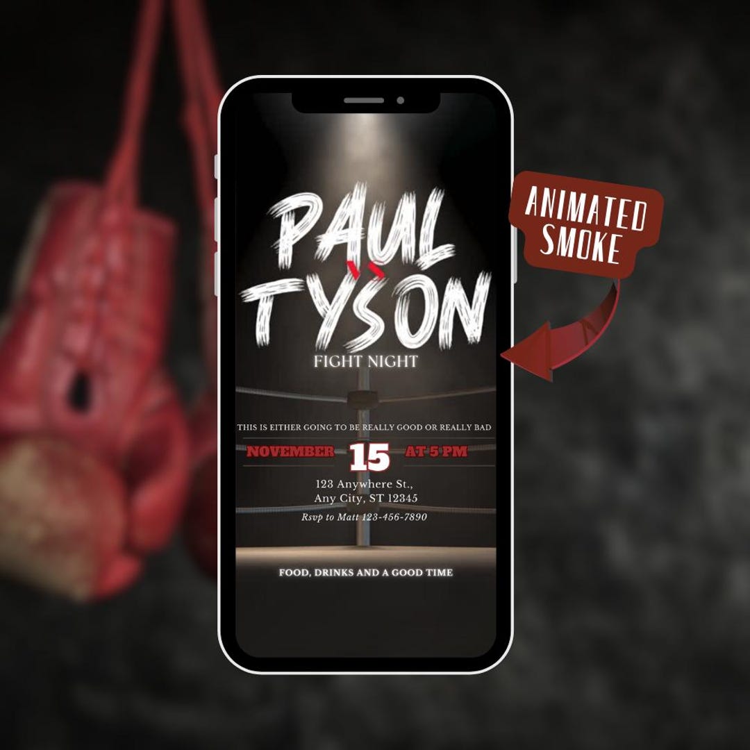 Mike Tyson Vs Jake Paul Watch Party Invitation Digital Invitation Fight ...