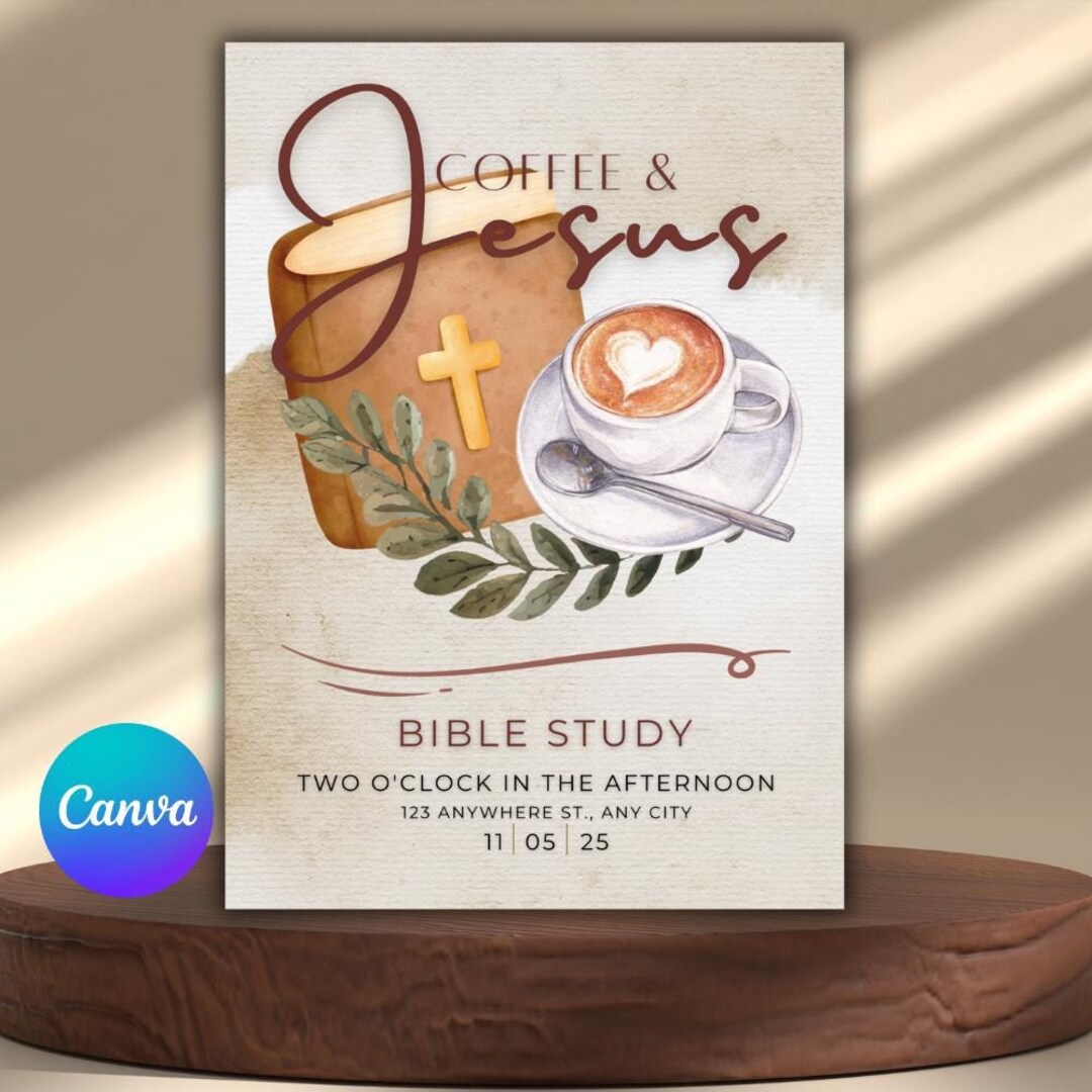 Coffee and Jesus Bible Study Invite Editable Invitation Church Event ...