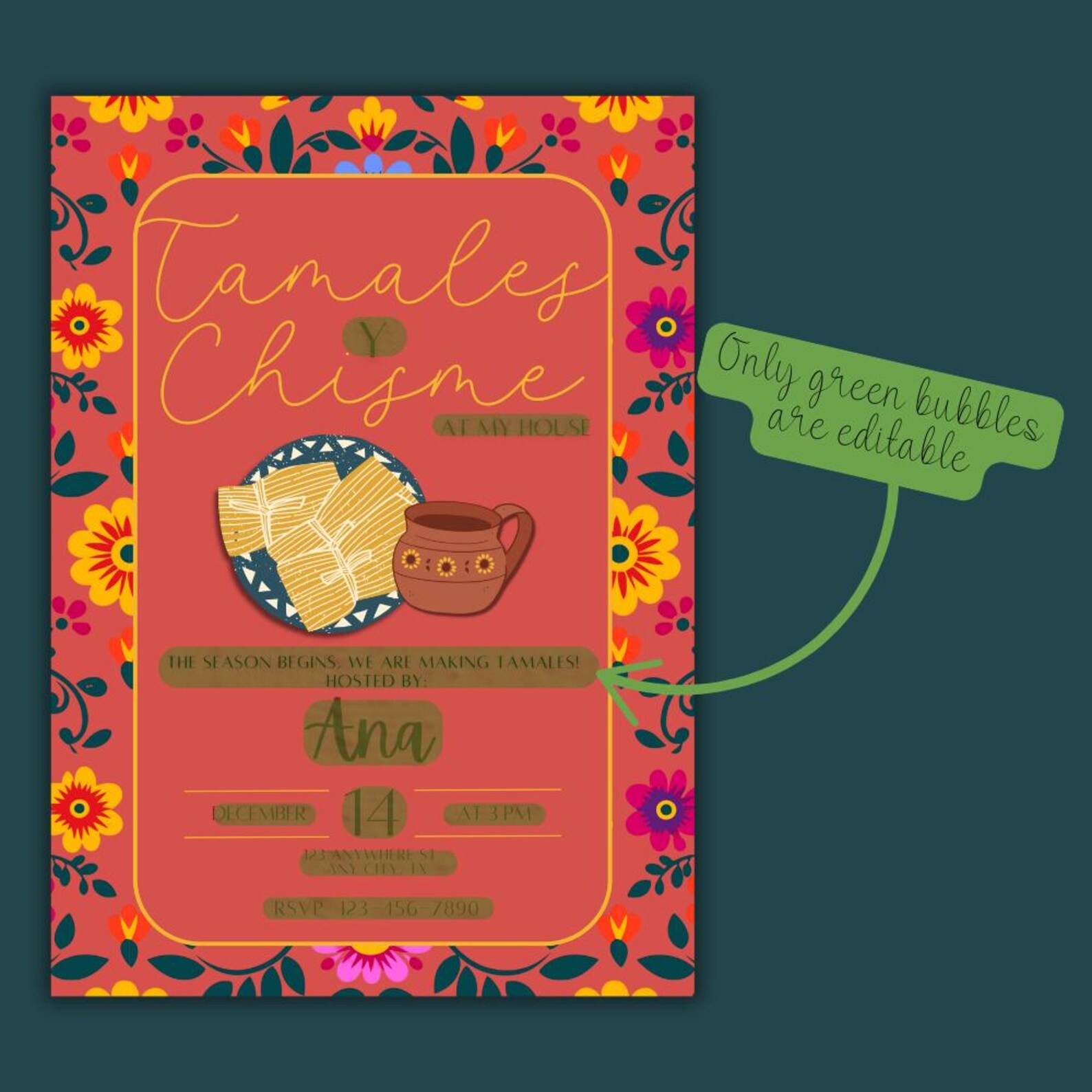 Tamale Season Party Invite Editable Fiesta Invitation Tis the Season ...
