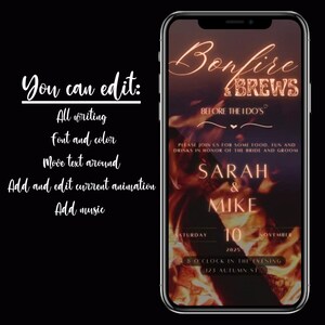 Couples Bonfire Shower Invitation Edit With Canva Digital Invite ...