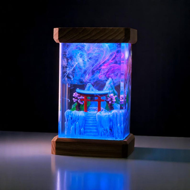 Torii Gate Resin Lamp – Japanese Shrine-inspired LED Night Light, Zen ...